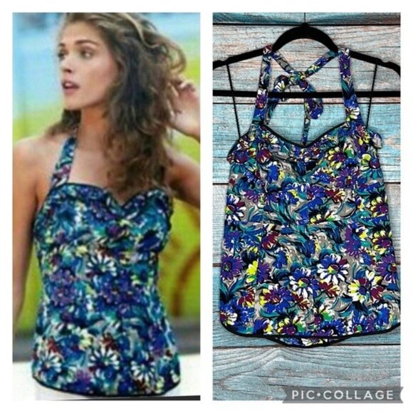 Anthropologie | Tops | Anthropologie Odille Pop Of Posies Halter Top ...